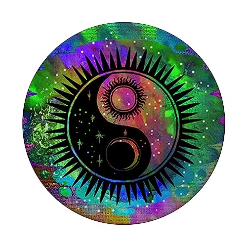 Mandala Sun Moon Yin Yang Retro Galaxy Zen Buddhism Gift PopSockets Swappable PopGrip