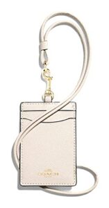 coach crossgrain leather lanyard badge id holder chalk f57311