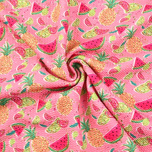 David Angie Pineapple Pattern Bullet Textured Liverpool Fabric 4 Way Stretch Spandex Knit Fabric by The Yard for Headwrap Accessories (Pineapple)