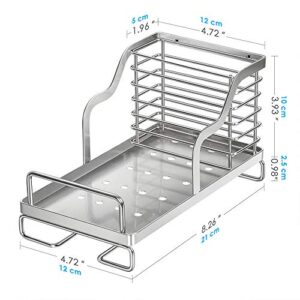 Nieifi Sink Caddy Organizer Sponge Soap Brush Holder with Drain Pan Stainless Steel for Kitchen