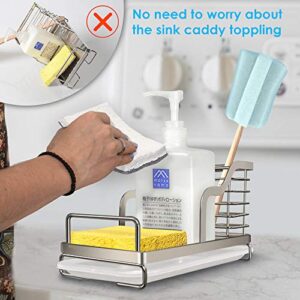 Nieifi Sink Caddy Organizer Sponge Soap Brush Holder with Drain Pan Stainless Steel for Kitchen