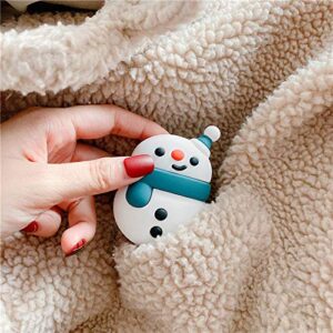 Rertnocnf Compatible with Earbuds Case Airpods 1 & 2, Girls Women 3D Cute Christmas Snowman Soft Silicone Shockproof Wireless Earphone Protector Blue