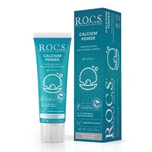 R.O.C.S. Toothpaste - Mineralin Formula with Calcium, Bromelain and Xylitol - Best for Removing Plaque and Strengthening Enamel - Non-Fluoride Oral Care (Calcium Power, Pack of 1)