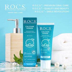 R.O.C.S. Toothpaste - Mineralin Formula with Calcium, Bromelain and Xylitol - Best for Removing Plaque and Strengthening Enamel - Non-Fluoride Oral Care (Calcium Power, Pack of 1)