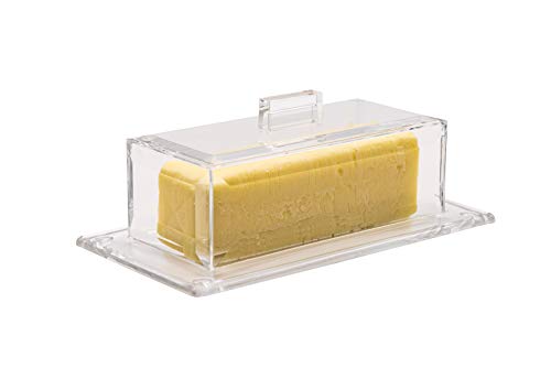 Huang Acrylic Classic Butter Dish With Lid | 2-Piece Design Butter Keeper | Covers and Holds a Standard Stick of Butter