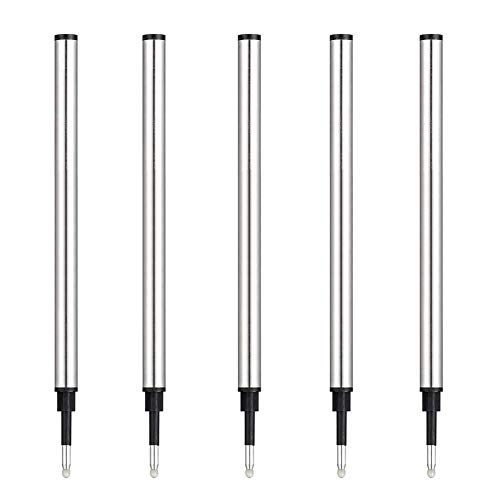 DunBong Rollerball Pen Refills, Roller Ball Fine Point 0.5mm, Red Ink Refill Pack of 5 - Replaceable Ballpoint Pen Refills Medium Point (Red)