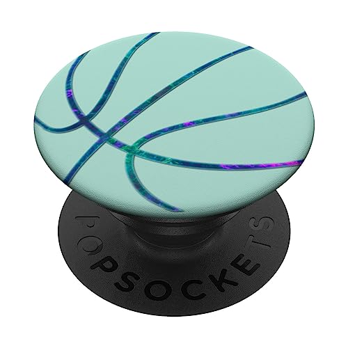 Teal Blue Purple Basketball On Green mint Girls Player PopSockets Swappable PopGrip