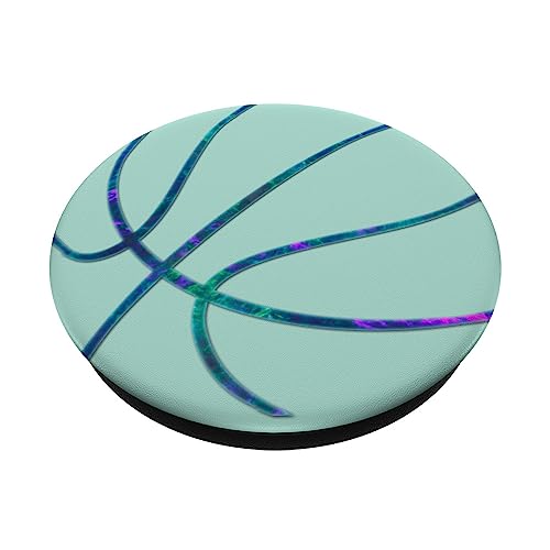 Teal Blue Purple Basketball On Green mint Girls Player PopSockets Swappable PopGrip