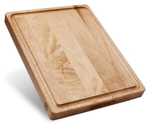 sonder los angeles, made in usa, large thick maple wood cutting board for kitchen with juice groove, sorting compartment, charcuterie wooden board 17x13x1.5 in (gift box included)