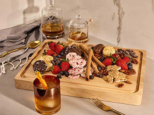 Sonder Los Angeles, Made in USA, Large Thick Maple Wood Cutting Board for Kitchen with Juice Groove, Sorting Compartment, Charcuterie Wooden Board 17x13x1.5 in (Gift Box Included)