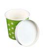 Worlds 16 OZ Polka Dot Green Paper Ice Cream Containers with Paper Lid 10 Set