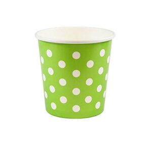 Worlds 16 OZ Polka Dot Green Paper Ice Cream Containers with Paper Lid 10 Set