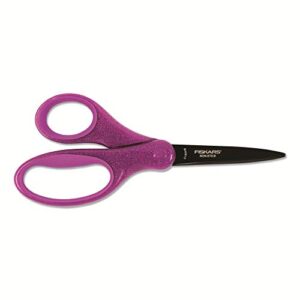 fiskars student designer non-stick scissors, pointed tip, 7" long, 2.75" cut length, randomly assorted straight handles