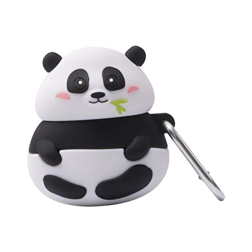 Ultra Thick Soft Silicone Panda Bamboo Case with Hook for Apple Airpods 1 2 Air Pods Wireless Earbuds Protective 3D Cartoon Animal Fun Cool Cute Lovely Gift Kids Teens Girls Boys Daughter Son