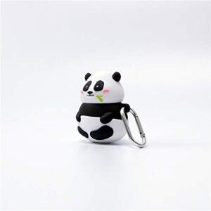 Ultra Thick Soft Silicone Panda Bamboo Case with Hook for Apple Airpods 1 2 Air Pods Wireless Earbuds Protective 3D Cartoon Animal Fun Cool Cute Lovely Gift Kids Teens Girls Boys Daughter Son