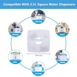 PANDOLA Cat Water Fountain Filter, Square Pet Water Fountain Filters 12 Packs, Cat Water Fountain Filter Replacement for Cat Water Fountain in 84oz/2.5L (Square Filters 12 Packs)