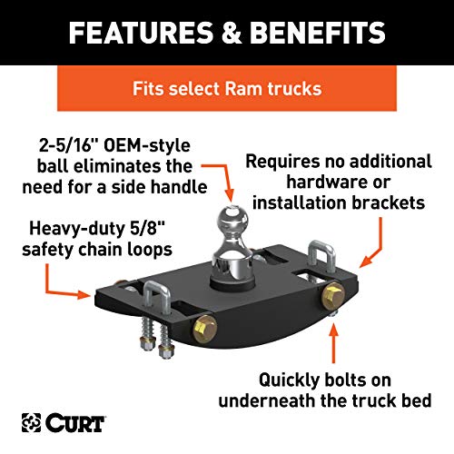 CURT 60633 Factory Original Equipment Style Gooseneck Hitch, 35,000 lbs. 2-5/16-Inch Ball, Fits Select Ram 2500, 3500