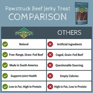 Pawstruck Dog Jerky Treats Pet Food (4"-6" Strips, 15 Pack) Joint Health 100% Beef Chews, Bulk, Gourmet Gullet Straps, Naturally Rich in Glucosamine & Chondroitin, 0.35 Pounds