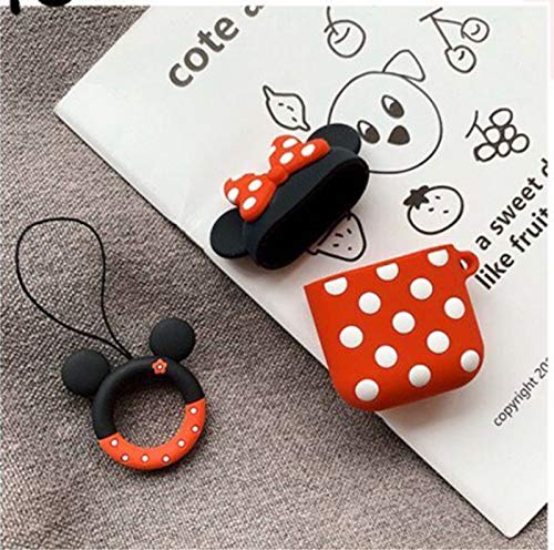 Compatible with Airpods Pro Case,Cute Cartoon Mickey Minnie Mouse Design Soft Silicone Protective Case for Apple Airpods Pro 2019/Airpods Pro 3,Red