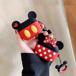 Compatible with Airpods Pro Case,Cute Cartoon Mickey Minnie Mouse Design Soft Silicone Protective Case for Apple Airpods Pro 2019/Airpods Pro 3,Red