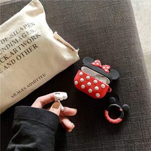 Compatible with Airpods Pro Case,Cute Cartoon Mickey Minnie Mouse Design Soft Silicone Protective Case for Apple Airpods Pro 2019/Airpods Pro 3,Red