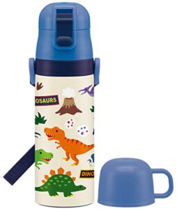 skater skdc4-a children's 2-way stainless steel kids water bottle with cup, dinosaur, 15.2 fl oz (430 ml), boys