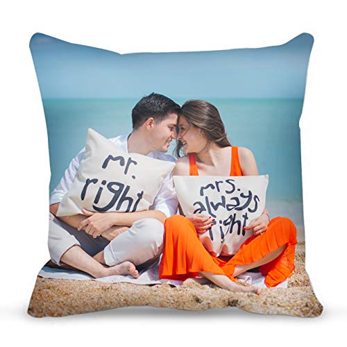 Custom Pillow, Personalized Photo Pillows with Insert - 16X16 Inches with Duplex Print Image/Text - Unique Gift for Birthday/Mother's/Father's/Christmas/Thanksgiving/Valentine's Day