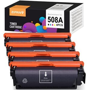 ziprint compatible toner cartridge replacement for hp 508a 508 cf360a use for color laserjet enterprise m552dn m553 m553n m553dn m553x m577f m577dn m577z printer (black cyan yellow magenta, 4-pack)