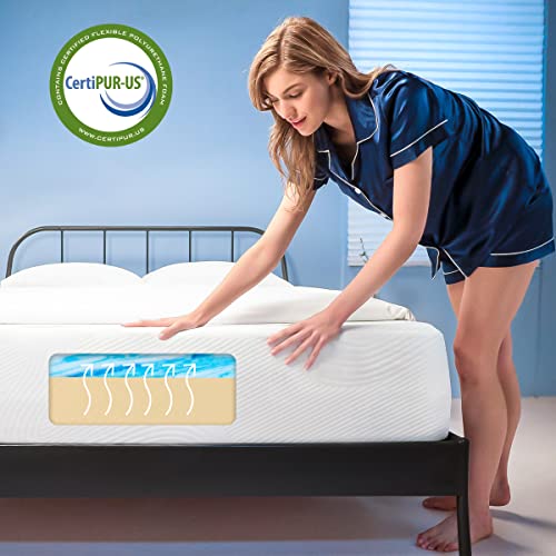 subrtex 5 Inch Queen Gel Memory Foam Mattress with Removable Soft Cover, Body Support Pressure Relieving Mattress, CertiPUR-US Certified, Bed in A Box(5 Inch, Queen)