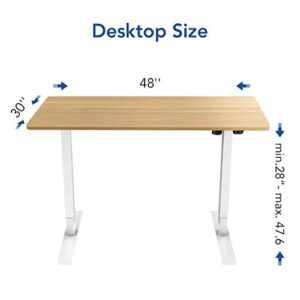 FLEXISPOT EC1 Electric Adjustable Height Standing Desk Whole Piece 48 x 30 Inch Desktop Home Office Computer Workstation Sit Stand up Desk (White Frame + 48" Maple Top, 2 Packages)