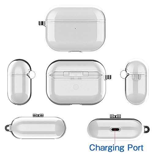 USTIYA Case for AirPods Pro Clear Protective Cover Transparent Key Chain Strap Protection Wireless Charging