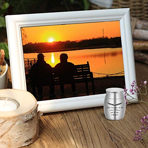 Small Keepsake Urns for Ashes Mini Cremation Urns for Ashes Stainless Steel Memorial Ashes Holder-God Has You in His Arms, I Have You in My Heart