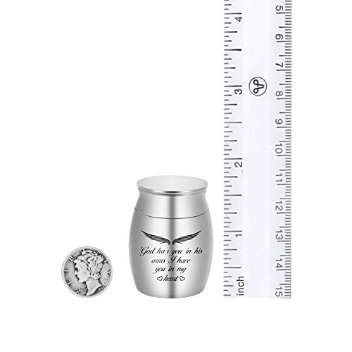 Small Keepsake Urns for Ashes Mini Cremation Urns for Ashes Stainless Steel Memorial Ashes Holder-God Has You in His Arms, I Have You in My Heart