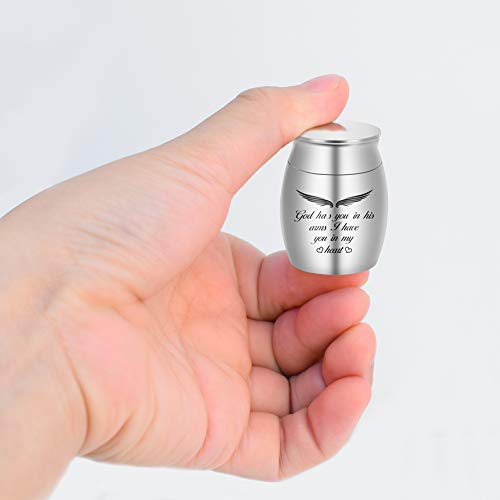 Small Keepsake Urns for Ashes Mini Cremation Urns for Ashes Stainless Steel Memorial Ashes Holder-God Has You in His Arms, I Have You in My Heart