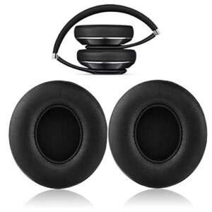 Ear Pads Cushions for Beats Solo Replacement Memory Foam Earpads Cushions Compatible with Solo 2 & 3 Wireless On-Ear Headphones, Left/Right Pair (Black)