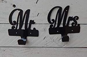 evyann designs mr. and mrs. towel hooks, towel rack, his and hers, mr. and mrs, wedding gift, bathroom decor, key rack, master bedroom, set of 2