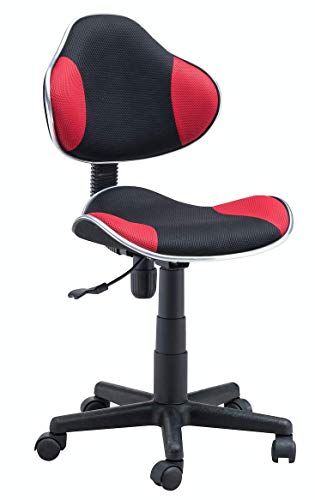 Home Office Low Back Computer Executive Chair by JJS, Ergonomic Mesh Chair with Extra Large Base and Pads, Black/Red