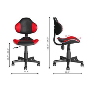 Home Office Low Back Computer Executive Chair by JJS, Ergonomic Mesh Chair with Extra Large Base and Pads, Black/Red