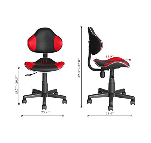 Home Office Low Back Computer Executive Chair by JJS, Ergonomic Mesh Chair with Extra Large Base and Pads, Black/Red