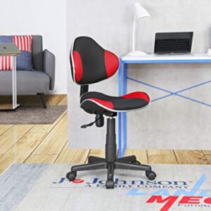 Home Office Low Back Computer Executive Chair by JJS, Ergonomic Mesh Chair with Extra Large Base and Pads, Black/Red