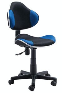 home office low back computer executive chair by jjs, ergonomic mesh chair with extra large base and pads, black/blue