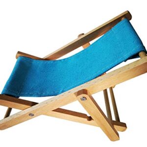 Hanpo Cell Phone Holder Wood & Canvas Beach Deck Chair - Desk Stand for Smart Phone 5.5 Inches (Light Brown) (Turquoise)