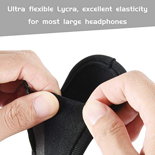 Large Sized Replacement Headband Cushion Pad Cover Head Band Protector with Zipper, Headband Cover Cushion Protector Pad for Headphones (Max for 2-1/2''W Cushion pad, Black)