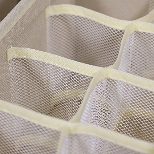 21 Pack Foldable Drawer Organizer Dividers Cloth Storage Box Closet Dresser Organizer Cube Fabric Containers Basket Bins for Underwear Bras Socks Panties Lingeries Nursery Baby Clothes Beige