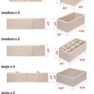 21 Pack Foldable Drawer Organizer Dividers Cloth Storage Box Closet Dresser Organizer Cube Fabric Containers Basket Bins for Underwear Bras Socks Panties Lingeries Nursery Baby Clothes Beige