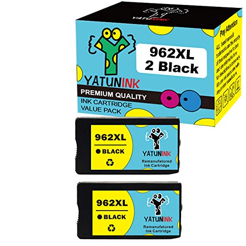 YATUNINK Remanufactured Ink Cartridge Replacement for HP 962XL Black Ink Cartridge 3JA03AN for HP OfficeJet Pro 9010 Officejet 9012 Officejet 9015 Officejet 9018 9020 9025 Printer (2Black)