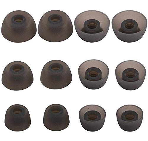 BLLQ 12 PCS Replacement Ear Gels Ear Buds Tips Eargels Eartips for Jabra Elite 75t Earbuds / Jabra Elite Active 65t Earbuds / Jabra Elite 65t Earbuds , S/M/L 3 Size 6 Pairs, Gray 75t Tips