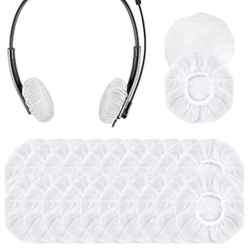 Geekria 100 Pairs Disposable Headphones Ear Cover for Small Call Center Headset Earcup, Stretchable Sanitary Ear Pads Cover, Hygienic Ear Cushion Protector (XS/White)