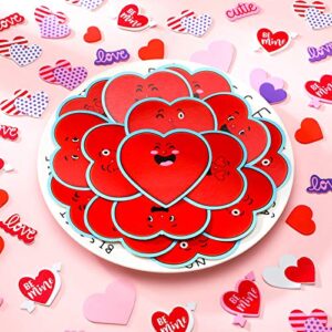 72 Pieces Heart Cut-Outs 3 Inch Printed Hearts Cut-Outs Cute Heart Shape Decoration for Valentines Day Crafts Home Class Office Decor, Red