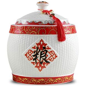 priority culture food storage containe food rice storage containe sealed storage tank,chinese jar,ceramic rice cylinder with lid,large capacity cat and dog food storage bucket,chinese style design